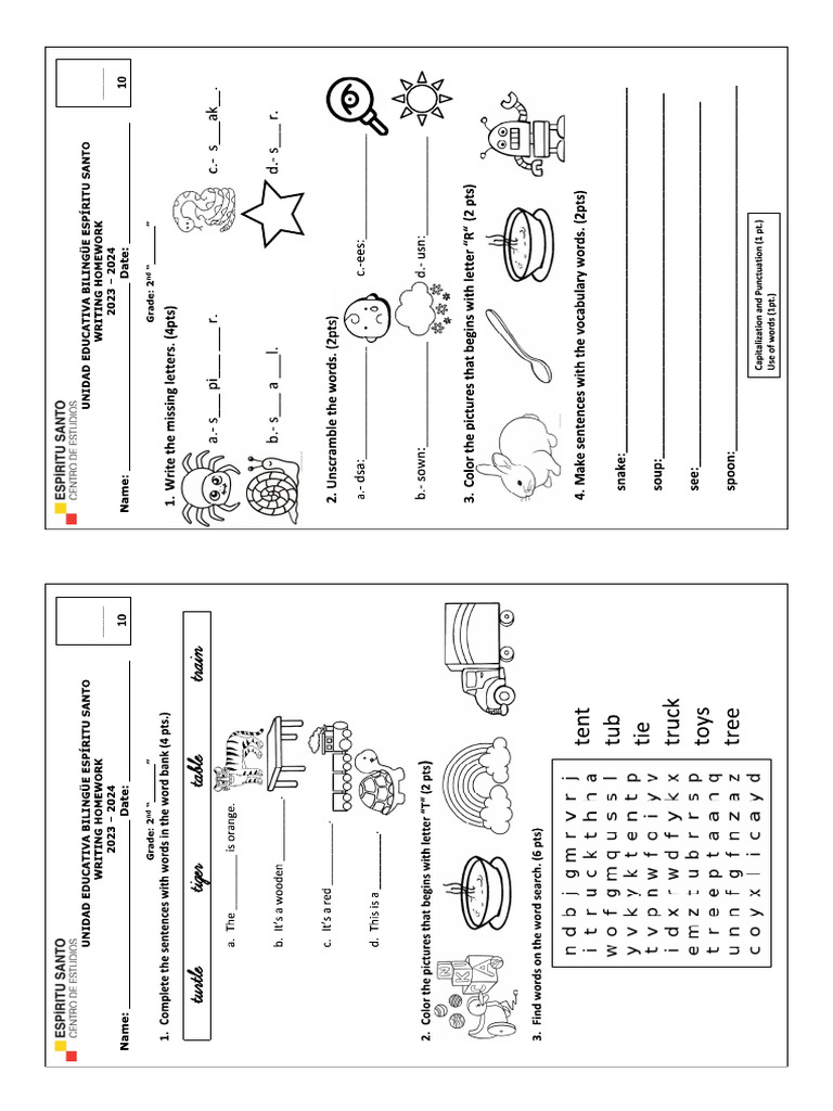 Letter S-T Homework. | PDF