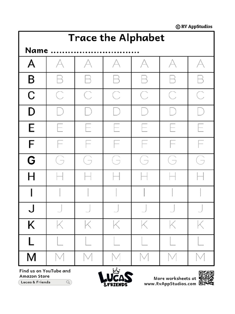 120 Free Printable Worksheets For Kids Practice Alphabet Tracing ...