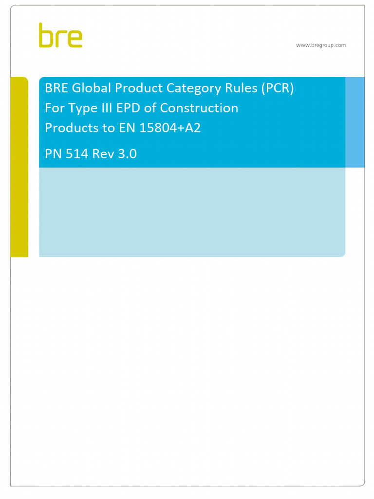 PN514 Bre en 15804 PCR | PDF | Life Cycle Assessment | Radioactive Waste