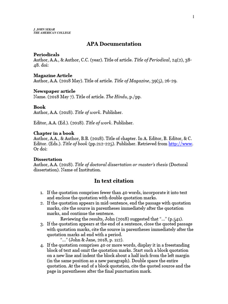 APA Documentation | PDF | Ellipsis | Comma