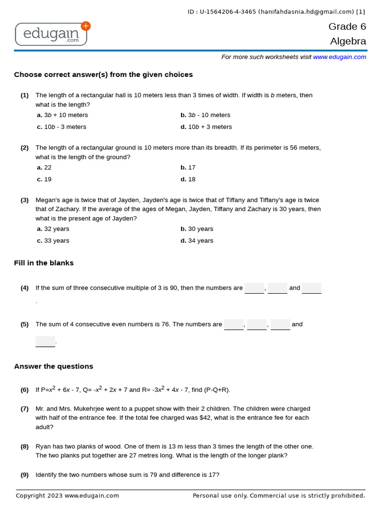 Grade6 1564206 4 3465.q | PDF | Length | Mathematics