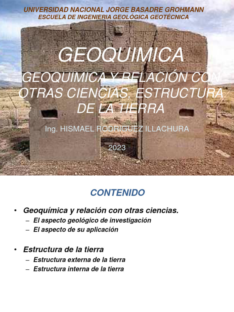 4 Geoquimica y Relacion Con Otras Ciencias, Estrutura de La Tierra ...
