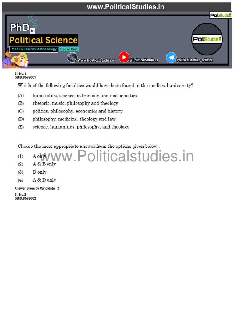 JNU PhD Political Science Exam Results | PDF