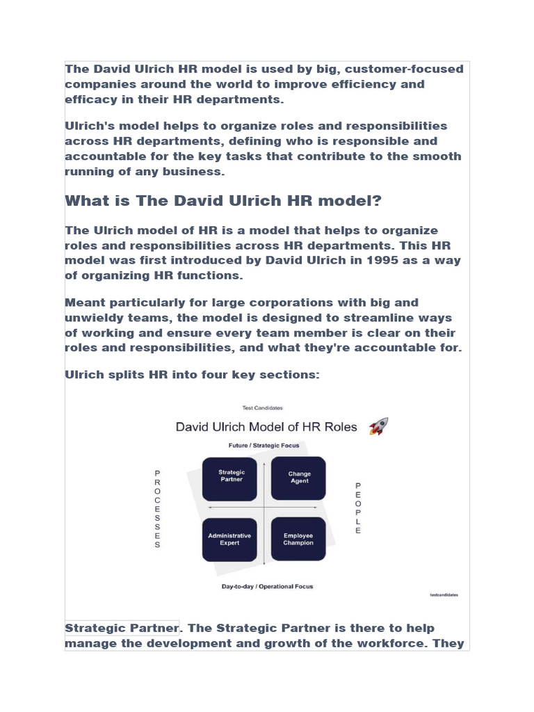 The David Ulrich HR Model | Download Free PDF | Leadership | Human ...