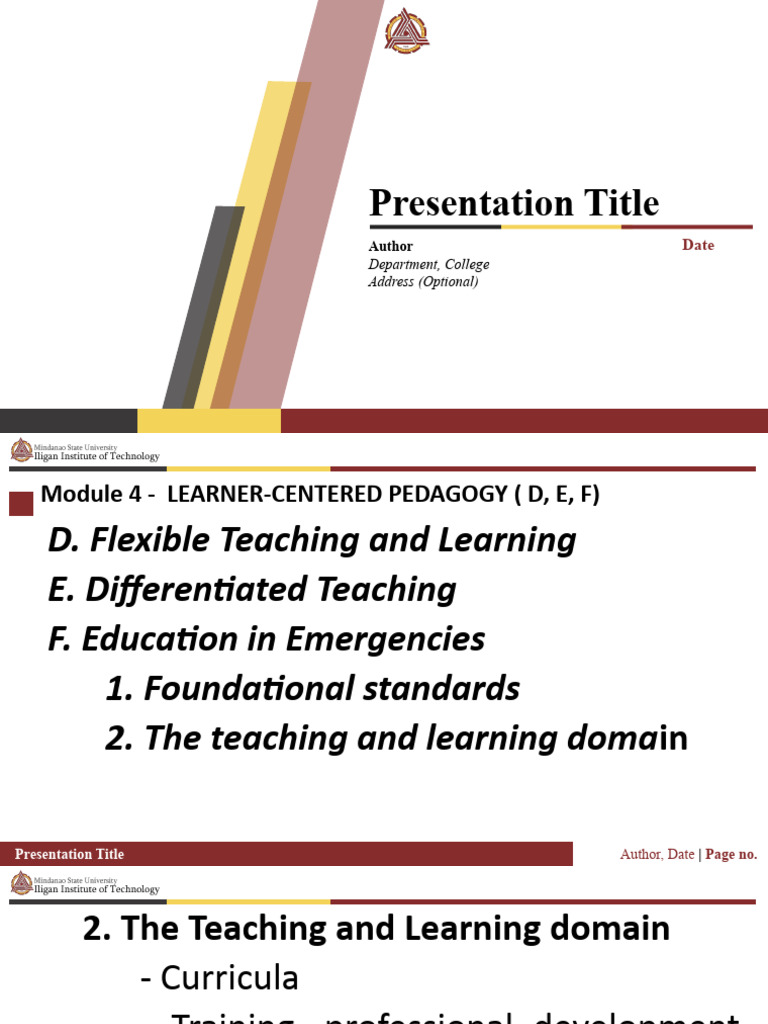Cpe104 Module 4 Learnercentered Pedagogy Continuation Final D e F2023 | PDF | Differentiated ...
