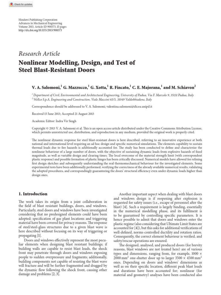 Salomoni Et Al 2013 Nonlinear Modelling Design and Test of Steel Blast ... Salomoni Et Al 2013 Nonlinear Modelling Design and Test of Steel Blast ...