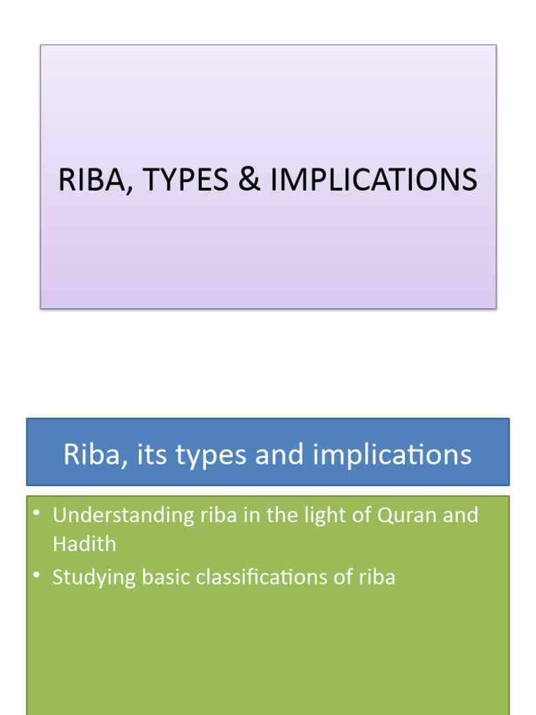Riba, Its Types and Implications | PDF | Interest | Interest Rates