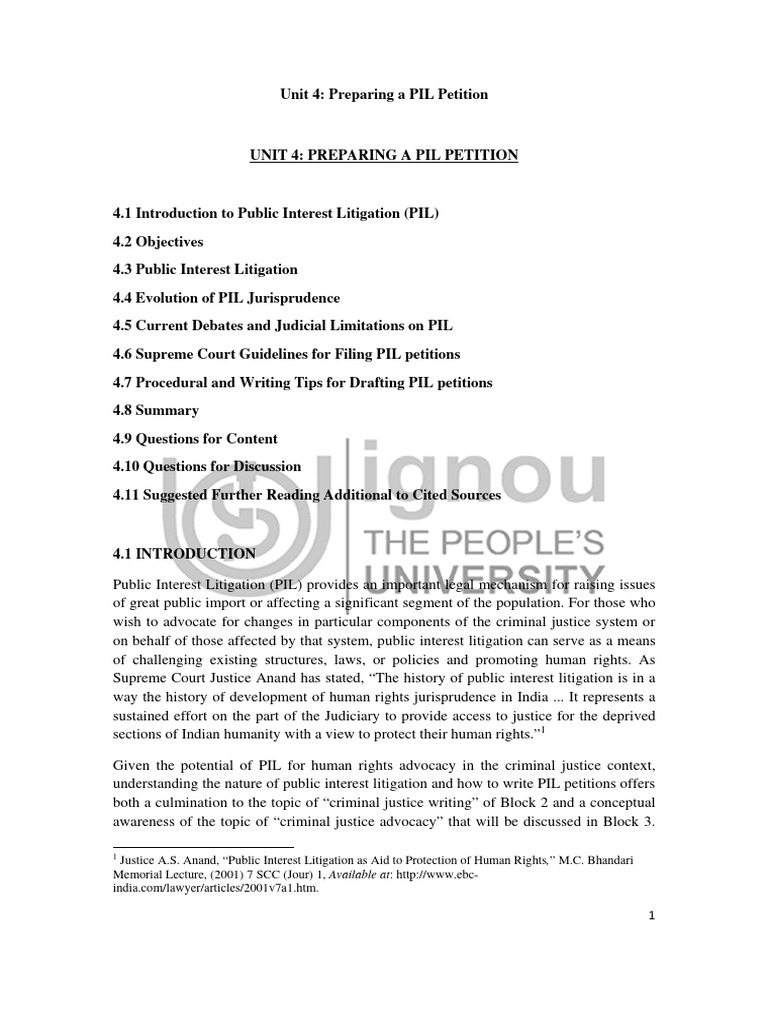 Drafting A PIL | PDF | Standing (Law) | Supreme Court Of India