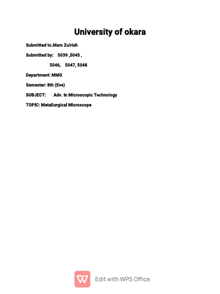 Group #1 Metallurgical Microscope - 095147 | PDF | Microscope | Metallurgy