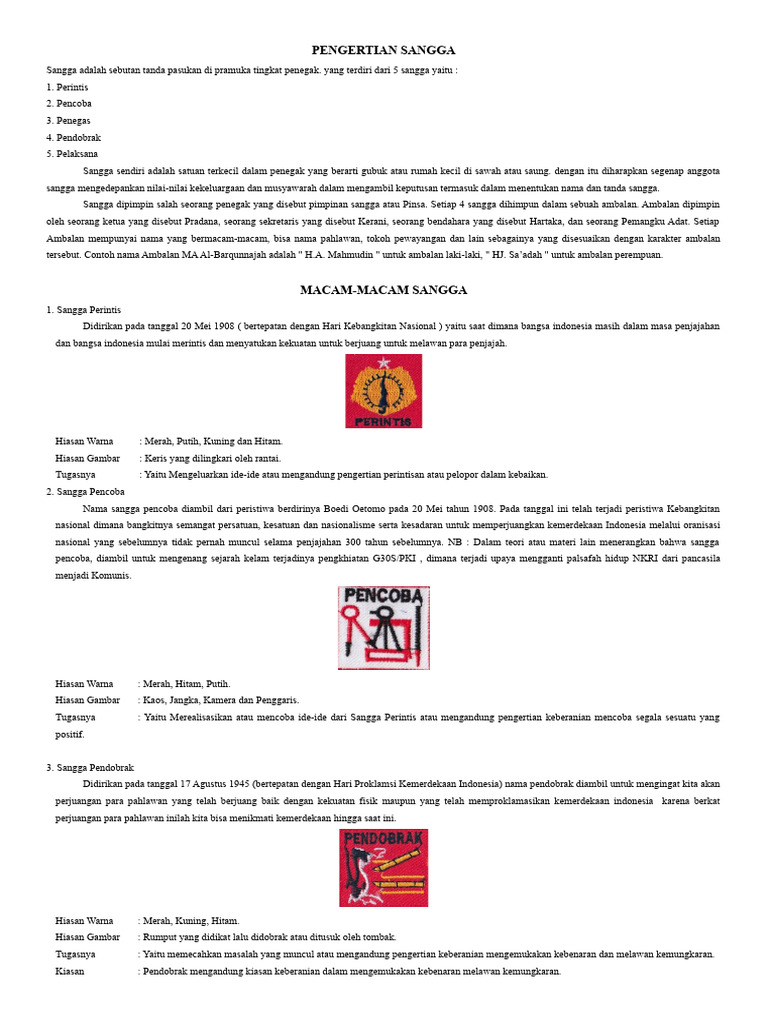 Pengertian dan Macam Sangga Pramuka | PDF