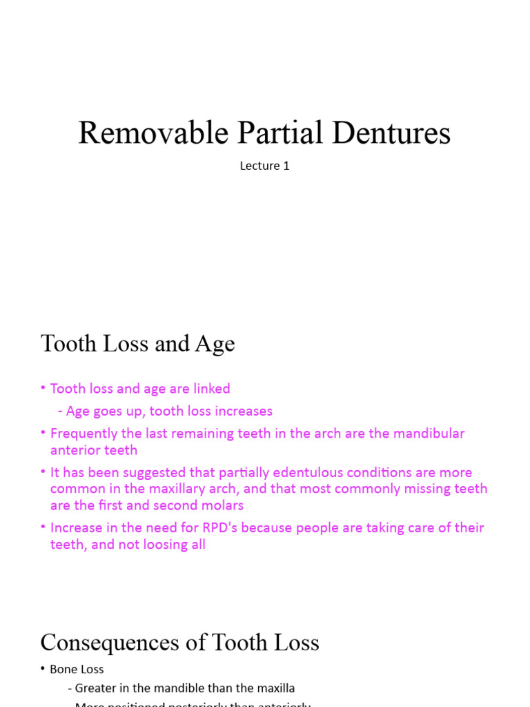 RPD Lecture 1 | PDF | Dentures | Dental Implant