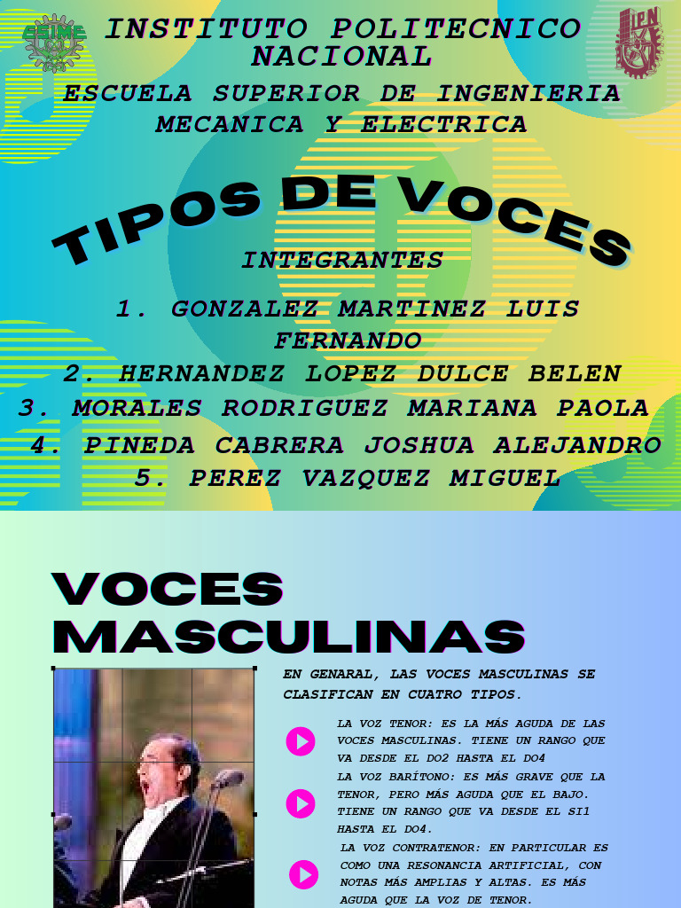 Tipos de Voz | PDF | Elementos de la música | Presentación musical