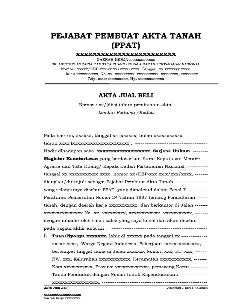 Contoh Akta Ppat - Jual Beli | PDF