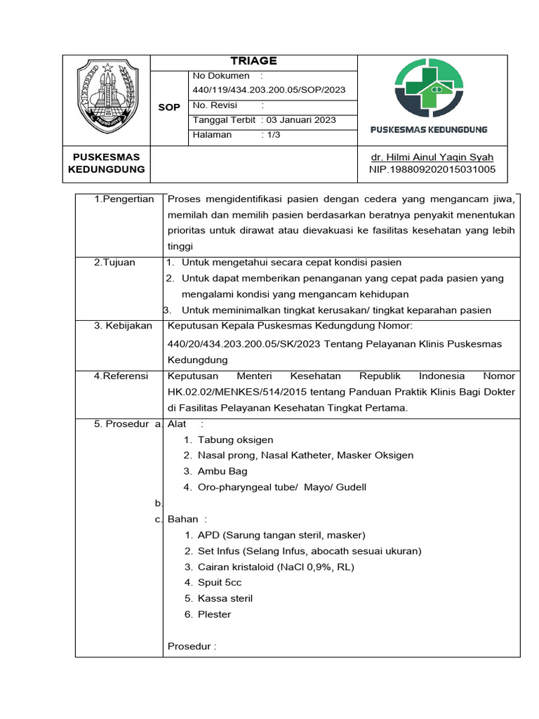 Sop Triage Fix | PDF