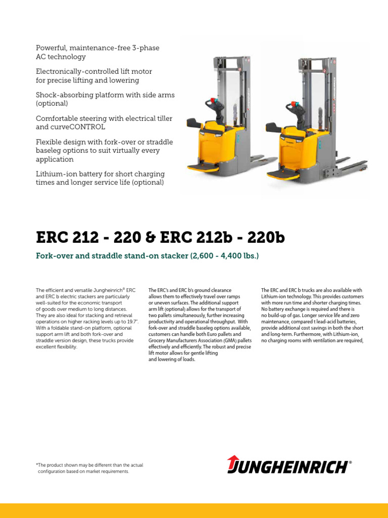 Jungheinrich III Erc 212b 220b - Erc 212 220 Spec Sheet English | PDF | Vehicles | Manufactured ...