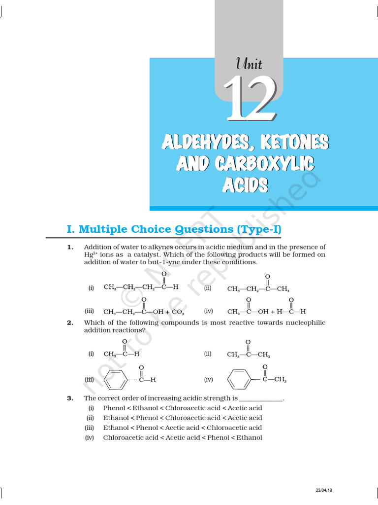 MCQs | PDF | Aldehyde | Change
