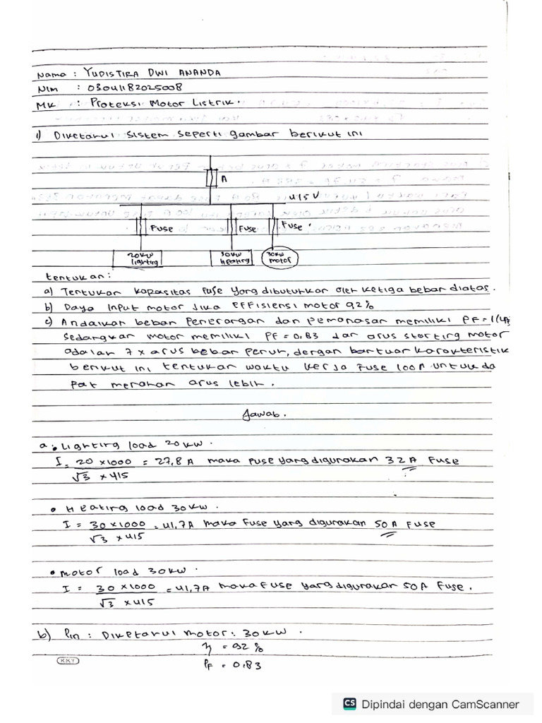 Yudistira Dwi Ananda - 03041182025008 - Uas Proteksi Motor Listrik | PDF