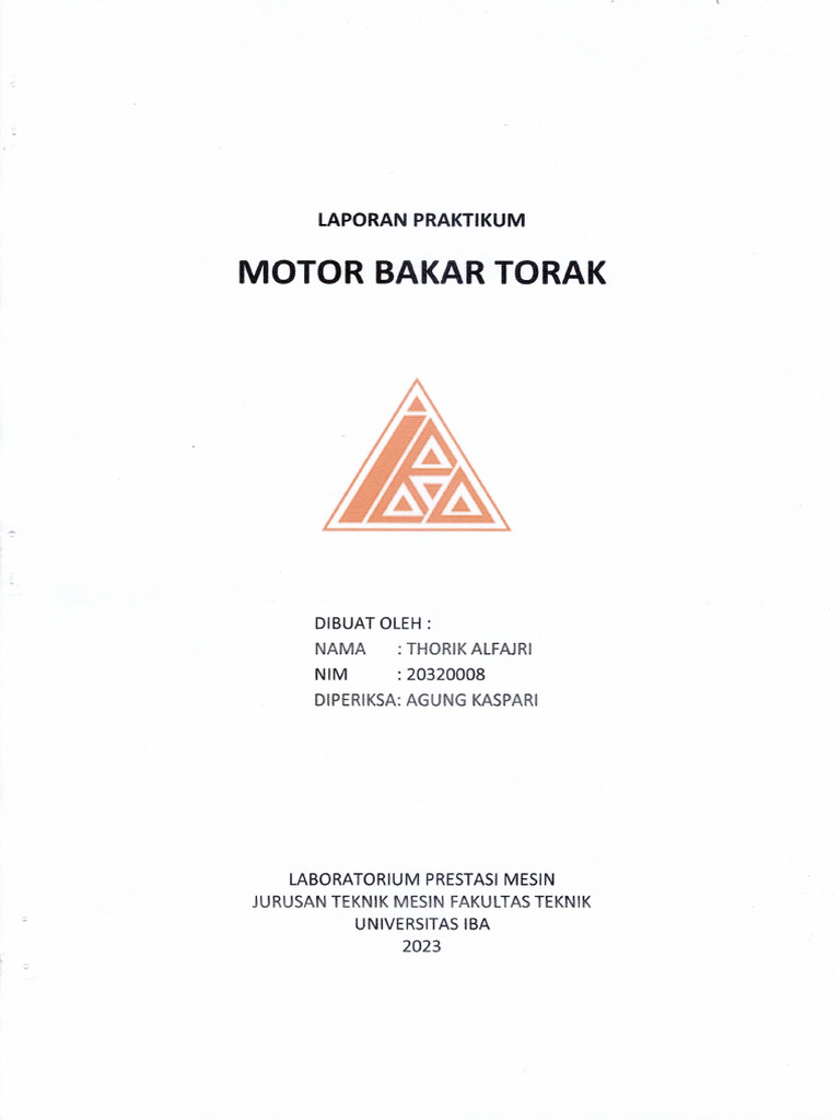 Laporan Praktikum Motor Bakar Torak (IBA) | PDF