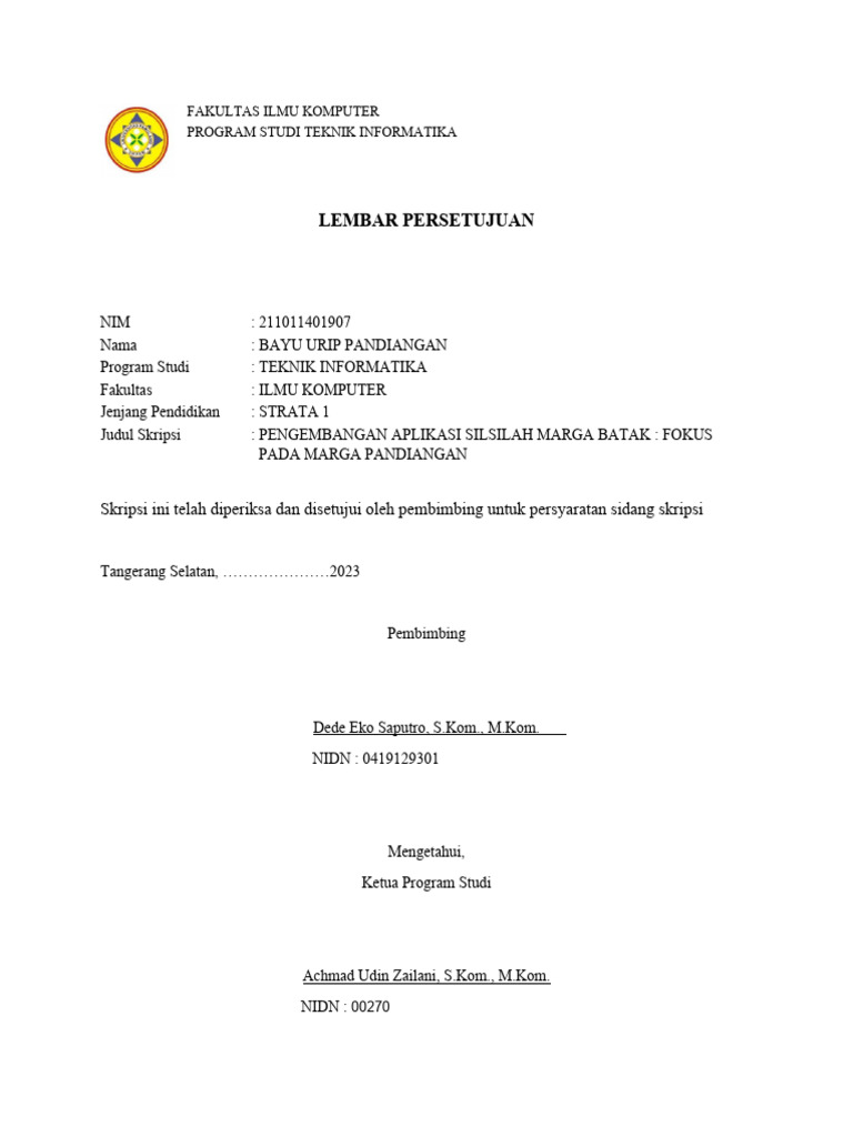 Lembar Persetujuan | PDF