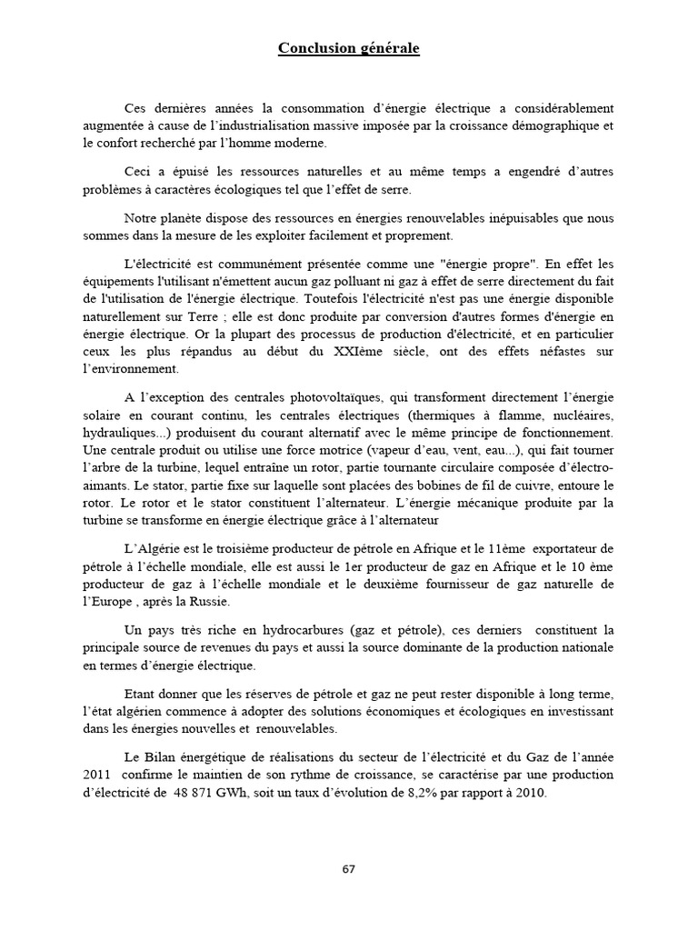 15 Conclusion Generale | PDF | Économie énergétique | Énergie renouvelable