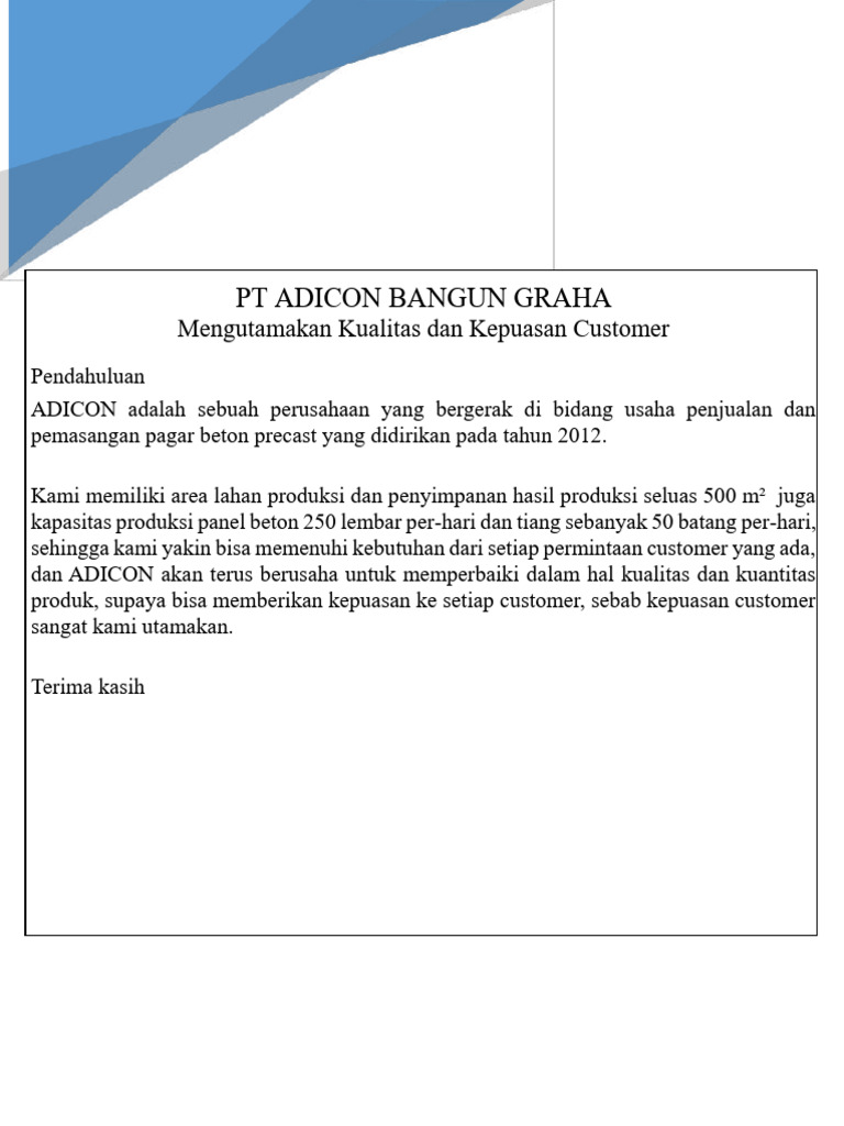 Pagar Beton Berkualitas ADICON | PDF