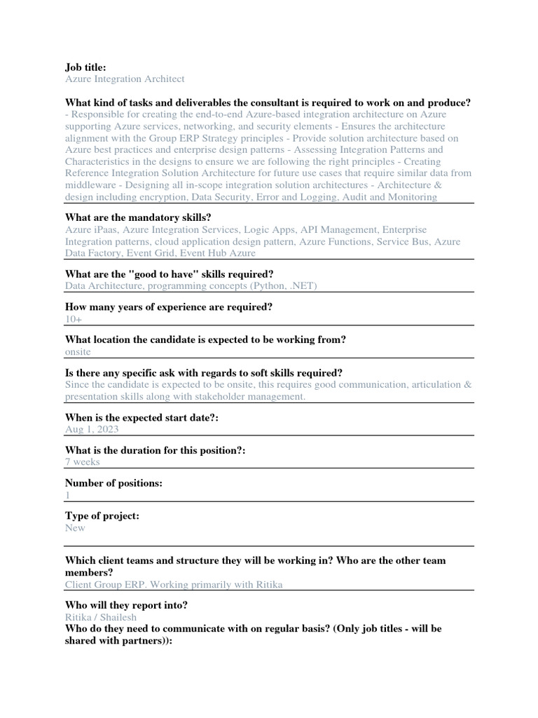 Azure Integration Architect | PDF | Enterprise Resource Planning ...