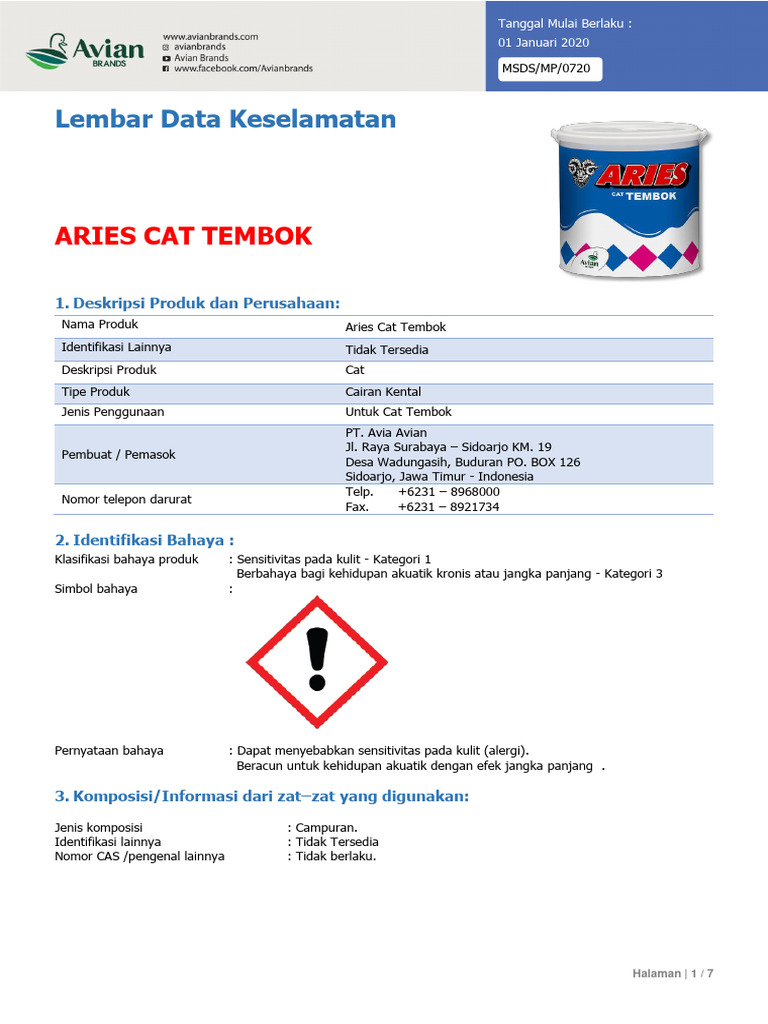 MSDS Aries Emulsion | PDF