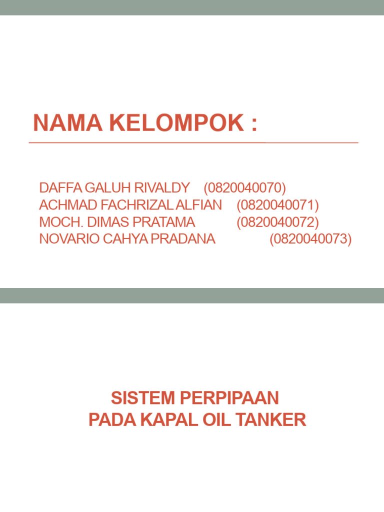 Sdk Sistem Perpipaan Kapal Oil Tanker Pdf