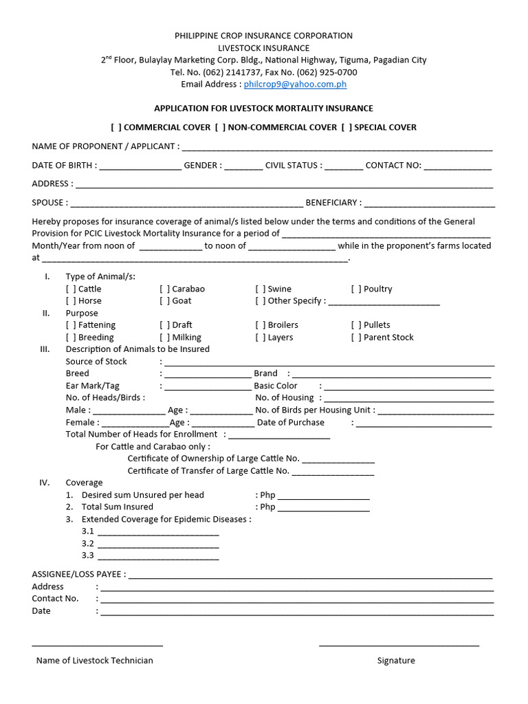 Philippine Crop Insurance Corporation - Livestock Insurance | PDF ...