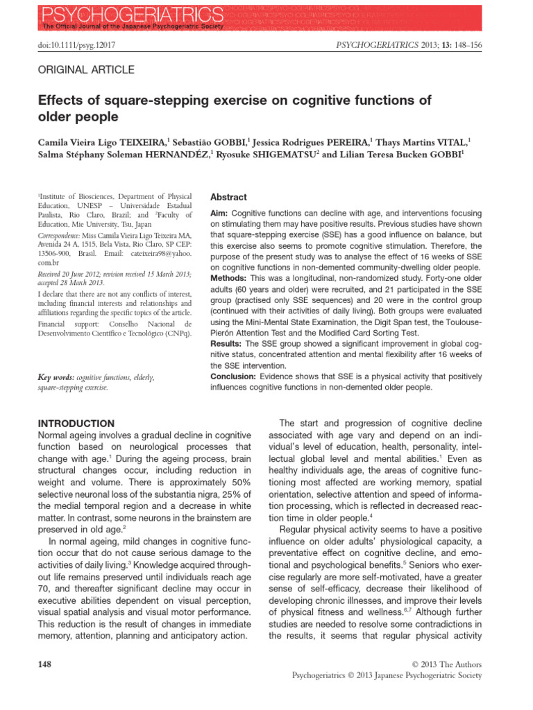 Psychogeriatrics - 2013 - Teixeira - Effects of Square Stepping Exercise On Cognitive Functions ...