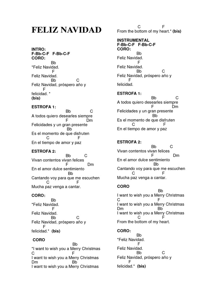 Letra De Feliz Navidad Pdf Canciones De Navidad American Pop Songs