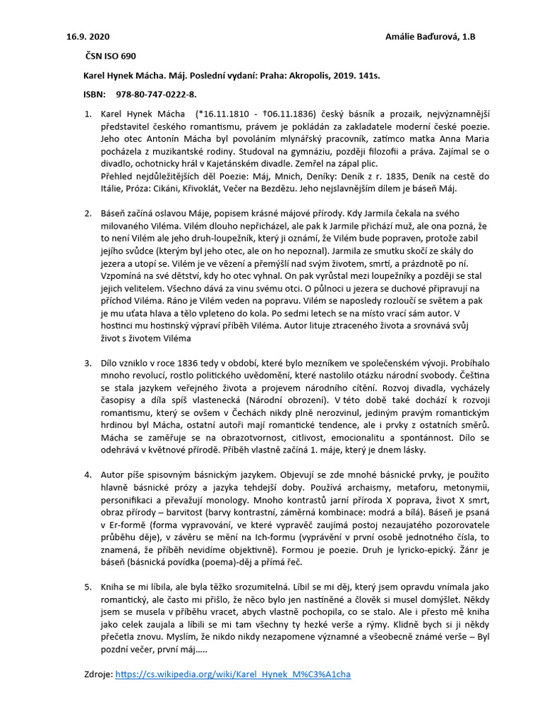 Karel Hynek Mácha Máj | PDF