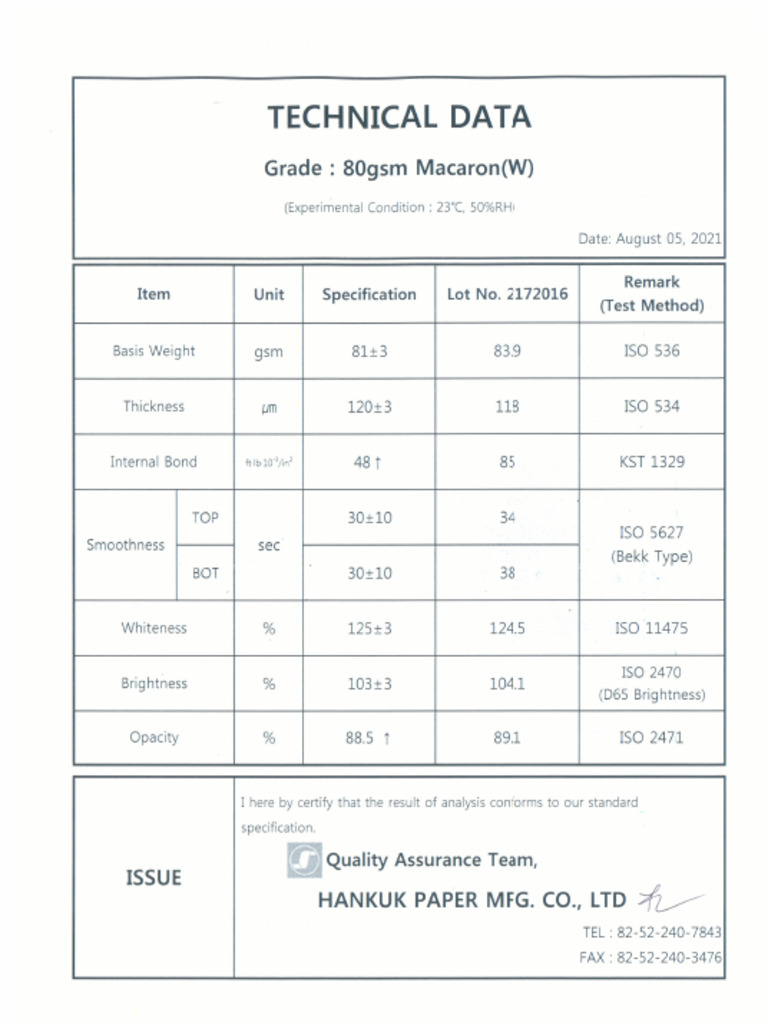 80 Macaron paper tds | PDF