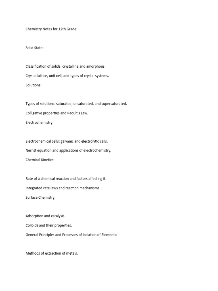 Grade 12 Chemistry Study Guide | PDF | Science & Mathematics ...