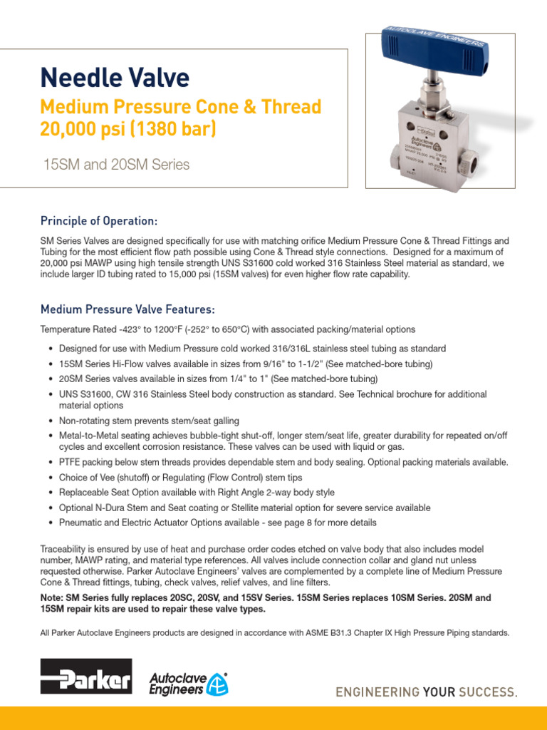 Medium Pressure Needle Valve Overview | PDF | Valve | Pipe (Fluid ...