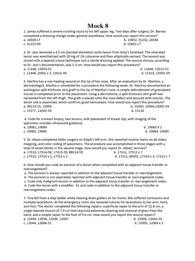 CPC Mock 8-Q-1 | PDF | Surgery | Anesthesia