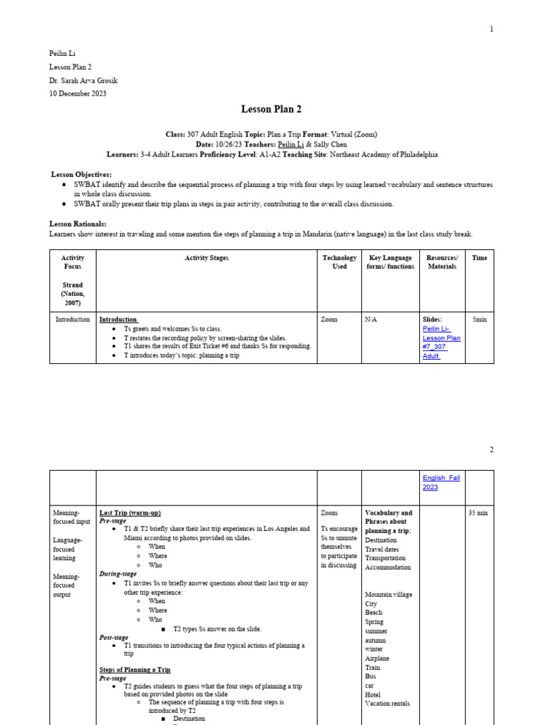 Educ 8215 - Lesson Plan 2 | Download Free PDF | Lesson Plan | Learning