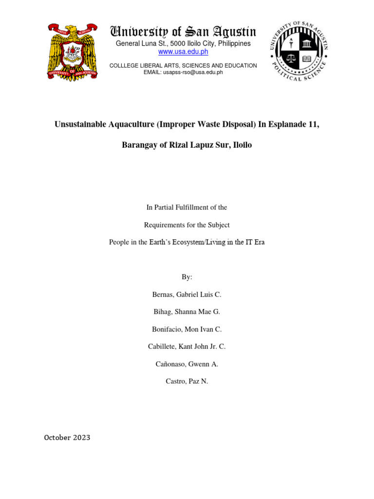 Iloilo Esplanade Waste Management Plan | PDF | Water | Pollution