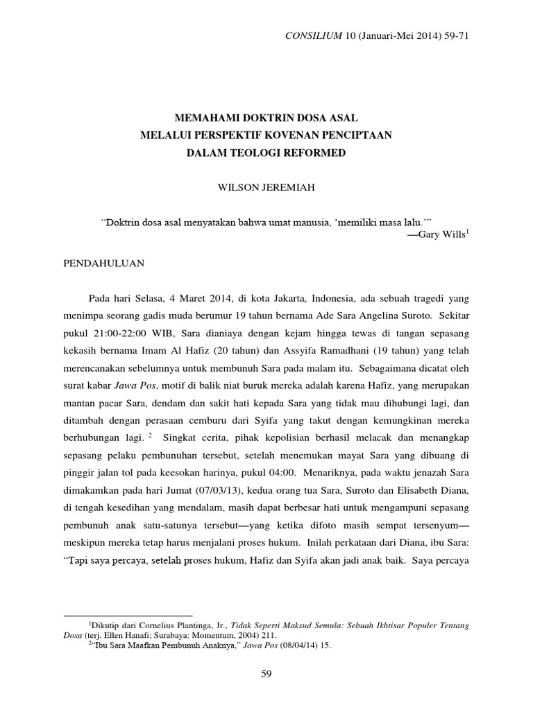 Dosa Asal dalam Teologi Reformed | PDF | Ilmu Sosial | Filsafat