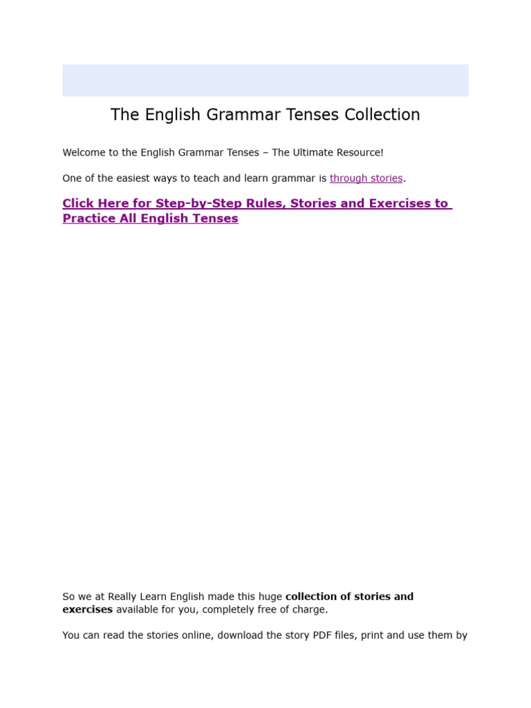 Tenses With Story | PDF | English Language | Cakes