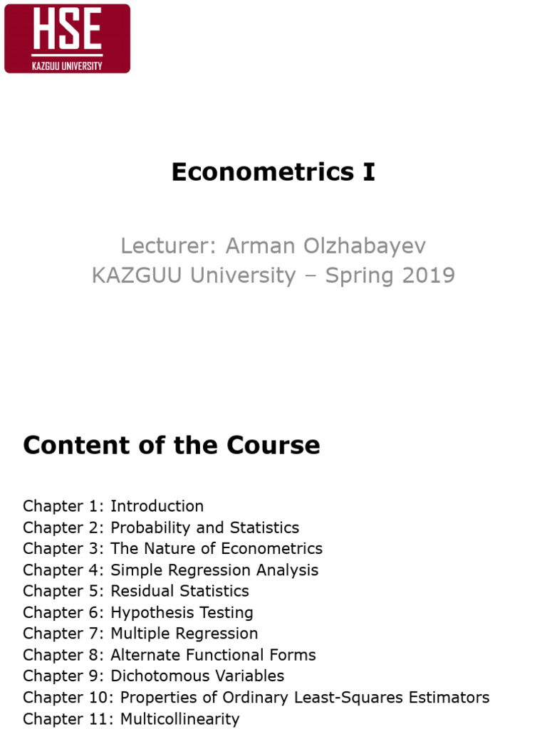 Lecture 1 - Econometrics 1 - Nature of Econometrics | PDF | Cost Of Living | Econometrics