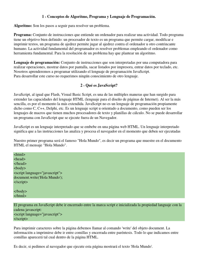 Curso de JavaScript Ya | PDF | Lenguaje de programación | Script Java Curso de JavaScript Ya | PDF | Lenguaje de programación | Script Java