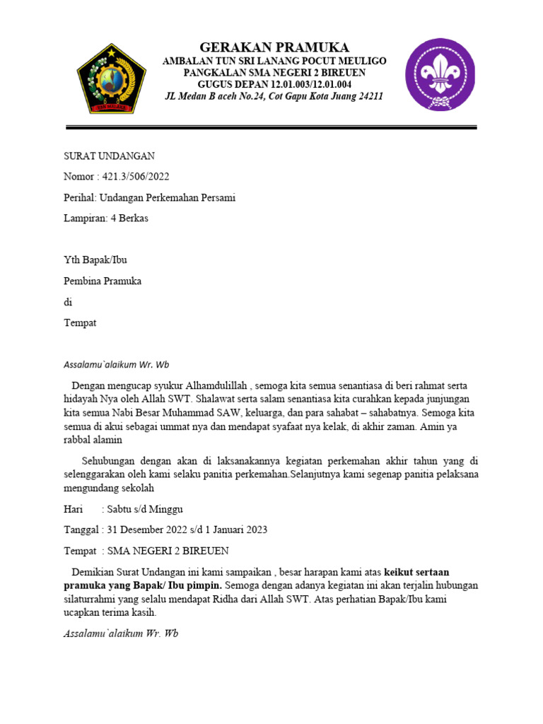 Undangan Persami Pramuka | PDF | Karier & Perkembangan