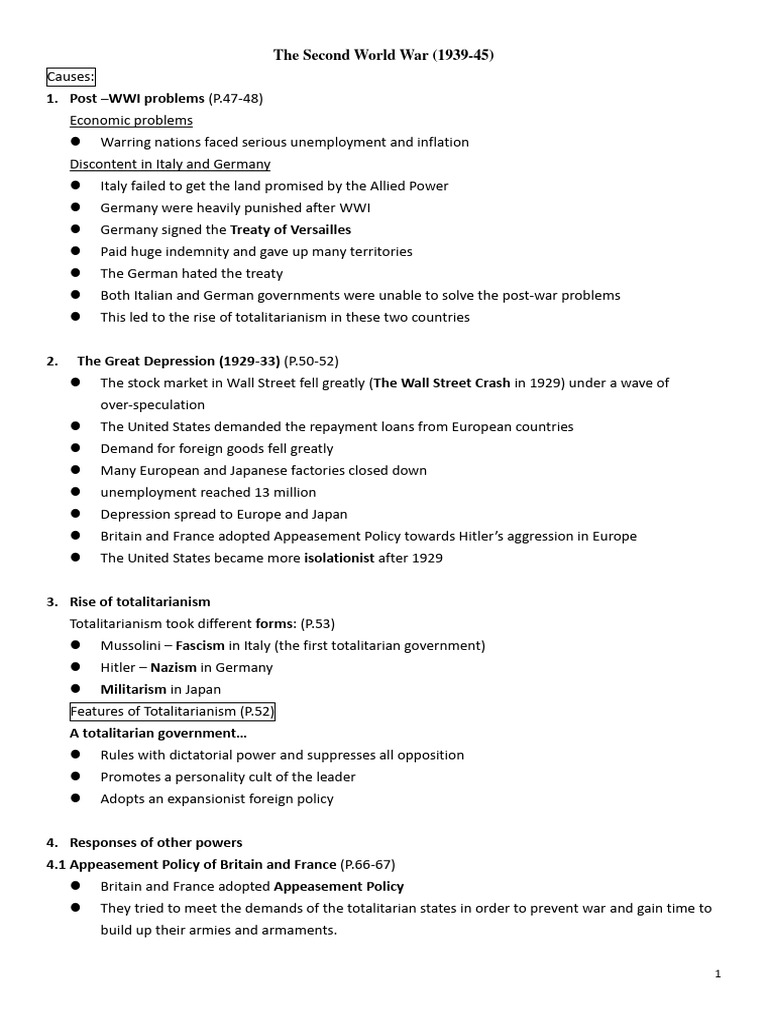 The Second World War - Notes 2021w | PDF | World War II | Allies Of ...