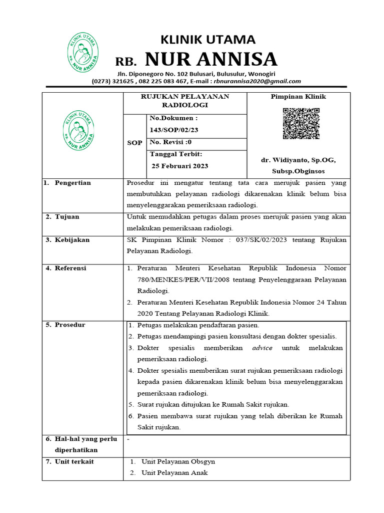 Sop Rujukan Pelayanan Radiologi | PDF