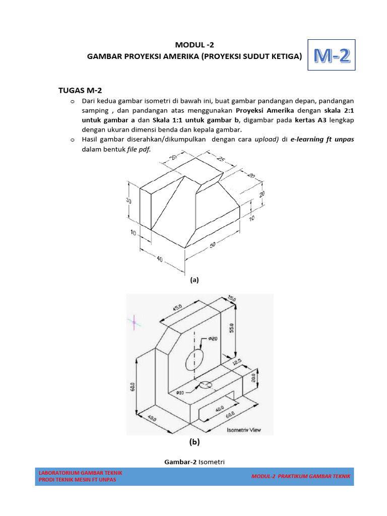 Modul-2 Praktikum Gambar Teknik-2022 | PDF | Metode & Bahan Ajar
