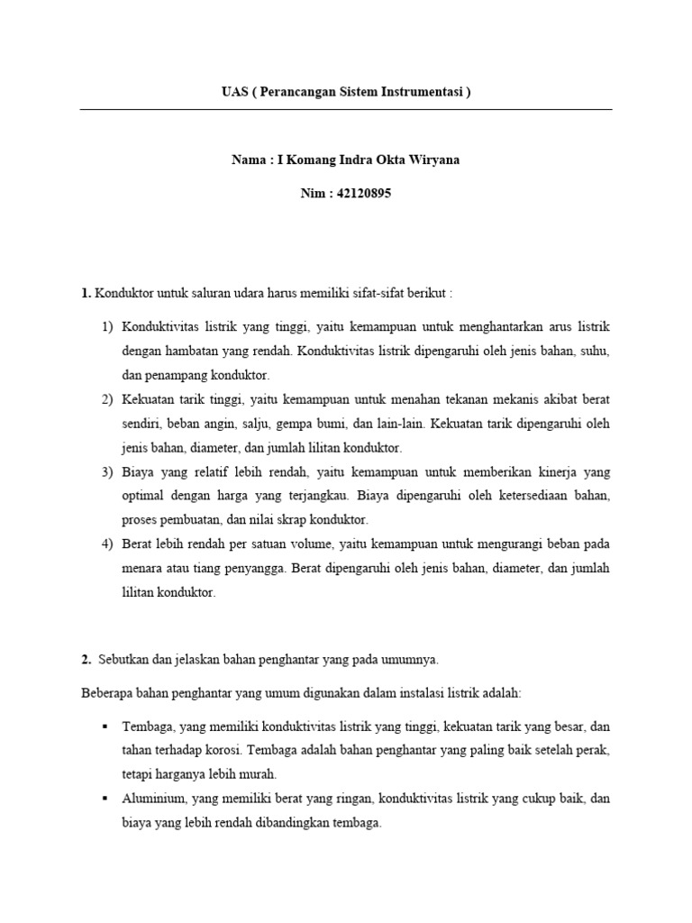 UAS (Sistem Instumentasi) Ikomang Indra | PDF