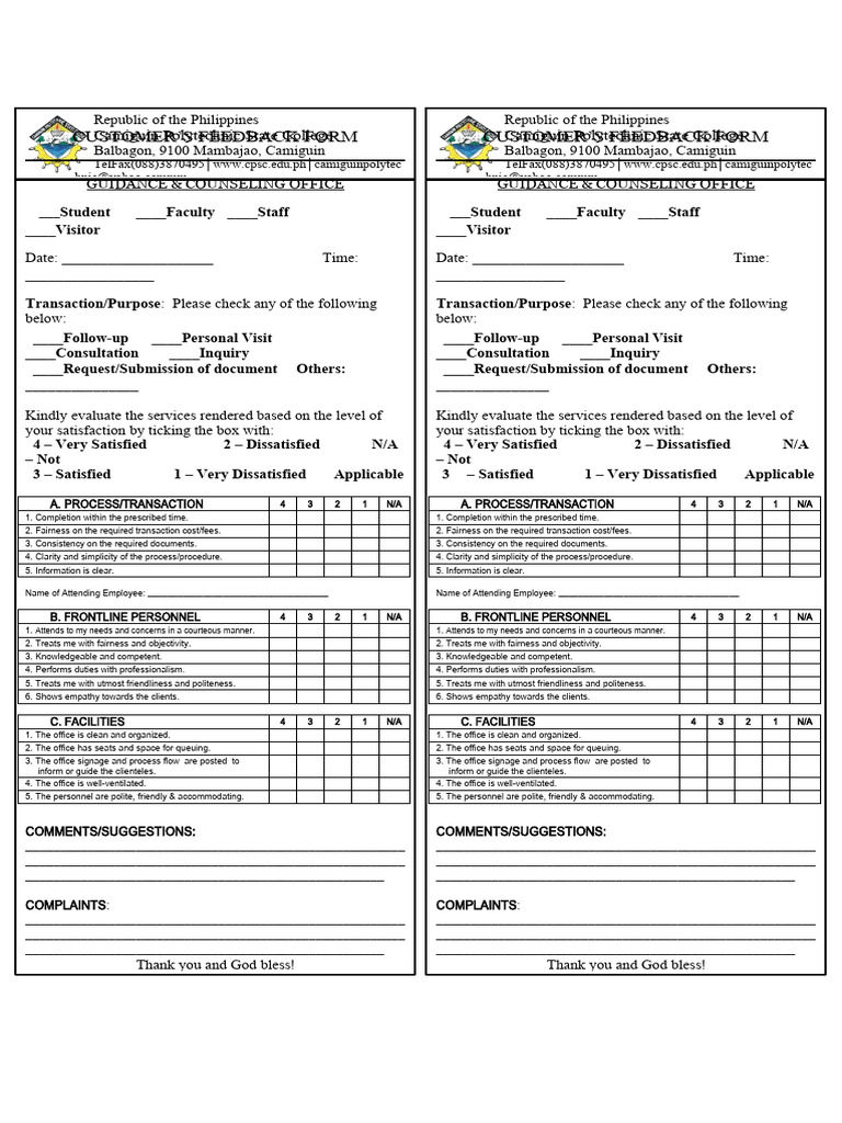 PR-RAI-001 - Feedback Form | PDF | Business Economics | Business
