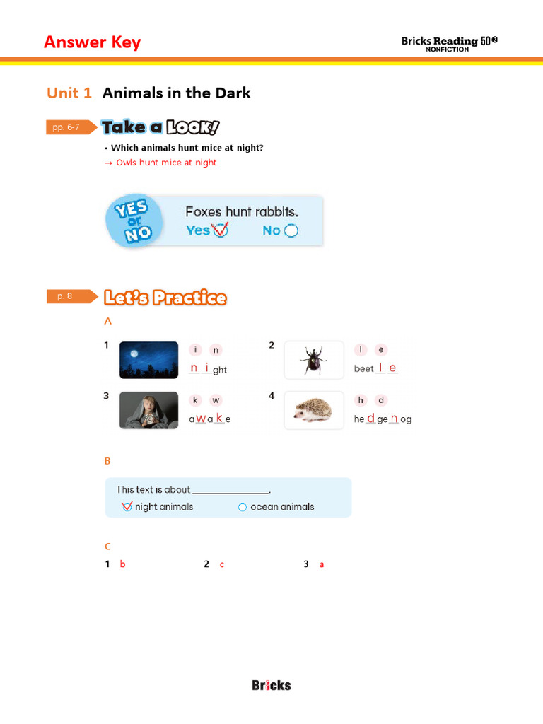 Answer Key for Bricks Reading 50-2 | PDF | Foods | Food And Drink