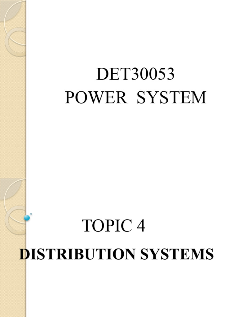 Chapter 4 Distribution System | PDF | Electrical Substation | Electric ...